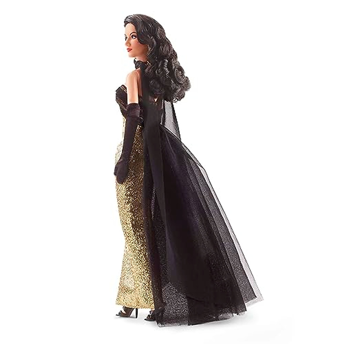 Collector Barbie Signature Doll, María Félix Wearing Elegant, Glimmering Gold and Black Gown with Ornate Jewelry, Barbie Tribute Collection