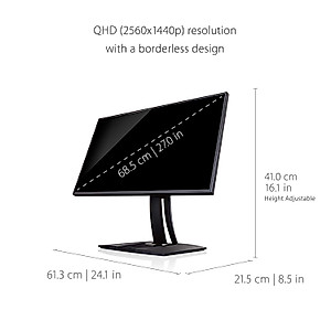 ViewSonic VP2768a 27-Inch IPS 1440p Monitor with Advanced Ergonomics, 100% sRGB Rec 709, 14-bit 3D LUT, Eye Care, 90W USB C, RJ45, HDMI, Daisy Chain for Home and Office