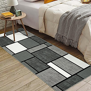 FairOnly 2x6 Runner Rug Washable Runner Rug Kitchen Runner Rug Geometric Runner Rugs Modern Floor Cover for Hallways Non Slip Runner Rug Low Pile Carpet for Living Room Bedroom Dining Room,Grey