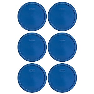 Pyrex 7401-PC 3-Cup Lake Blue Round Plastic Food Storage Lid, Made in USA - 6 Pack