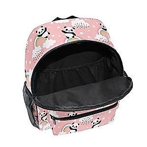 Glaphy Kid's Backpack Panda Cloud Rainbow Pink Toddler Backpack for Daycare Travel, Preschool Bookbags for Boys Girls