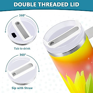ARGTILDN 40 oz Tumbler Rainbow Sunflowers Insulated Travel Mug with Handle and Straw Lid Stainless Steel Vacuum Coffee Cup Tea Beverage Container Water Bottles for Car Sports office