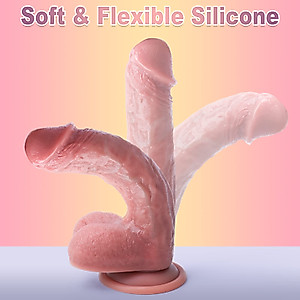 Adult Sex Toys Realistic Dildos - Sex Toys Soft Silicone Dildos for Hands-Free Play, Adult Toys Suction Cup Anal Dildos with Balls, Sex Toys for Woman Lifelike Fake Penis G Spot Stimulator, 8.5''