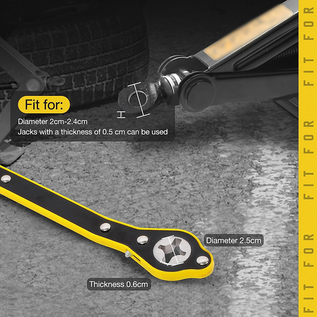 Jack Ratchet Wrench, 360° Swivel Auto Labor-Saving Car Jack Wrench with Long Handle, Handle Scissor Jack, Tire Wheel Lug Wrench for Motorcycle, Van, SUV and Other Vehicles