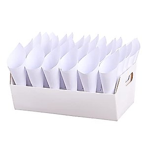 Wedding Confetti Cone Stand Boxes - 30 Holes for 30 Confetti Cones White Cone Stand Tray with kraft Cone Papers (Paper - white)
