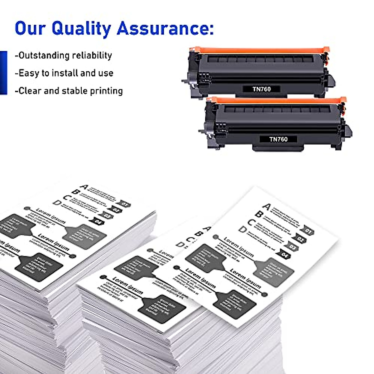 TN760 TN-760 High Yield Black: 2 Pack Compatible TN730 TN 760 Toner Cartridge Replacement for Brother MFC-L2710DW HL-L2395DW MFC-L2750DW HL-L2370DW HL-L2390DW DCP-L2550DW HL-L2350DW Printer
