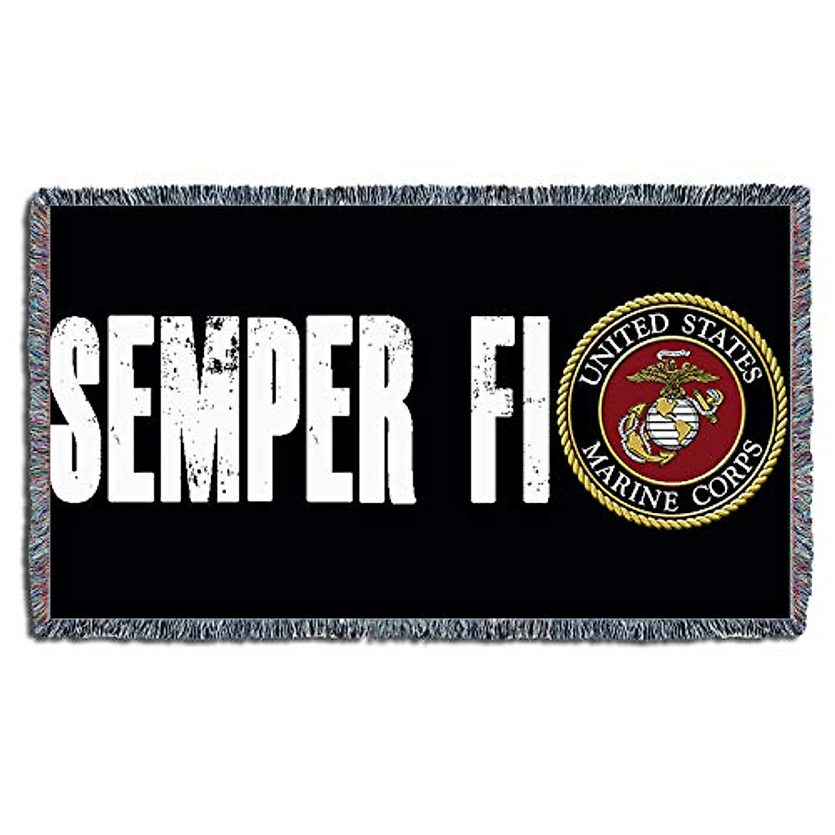 Pure Country Weavers US Marine Corps - Semper Fi Emblem Blanket - Gift Military Tapestry Throw for Back of Couch or Sofa - Woven from Cotton - Made in The USA (61x36)