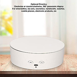Tharyee Electric Rotating Display Stand, 360 Degree Rotating Turntable, 360 Degree Rotating Display Stand Maximum Load 6.6lb Electric Rotating Turntable for Wine Bottles Cosmetics (White)