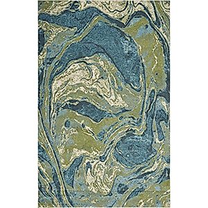 Kas Rugs Watercolors Mid-Century Abstract Area Rug - Teal 6'7" x 9'6"