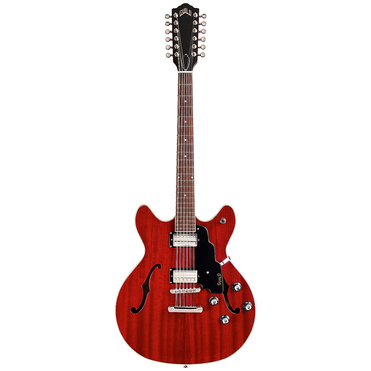 Guild Guitars Starfire I-12 Double Cutaway 12-String Semi-Hollow Body Electric Guitar, Cherry Red - Modern Thin “U“ Neck Profile for Fast, Smooth Playing, HB-2 Humbuckers with Push/Pull Coil Split