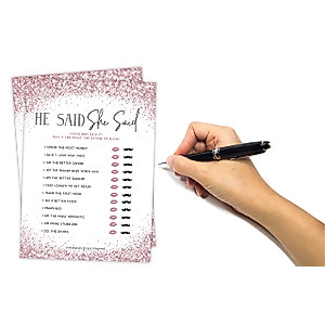 Your Main Event Prints Bridal Shower Games (Set of 6 Fun Activities for 25 Guests) - Pink Glitter Theme - Printed Front and Back, One Game Per Side