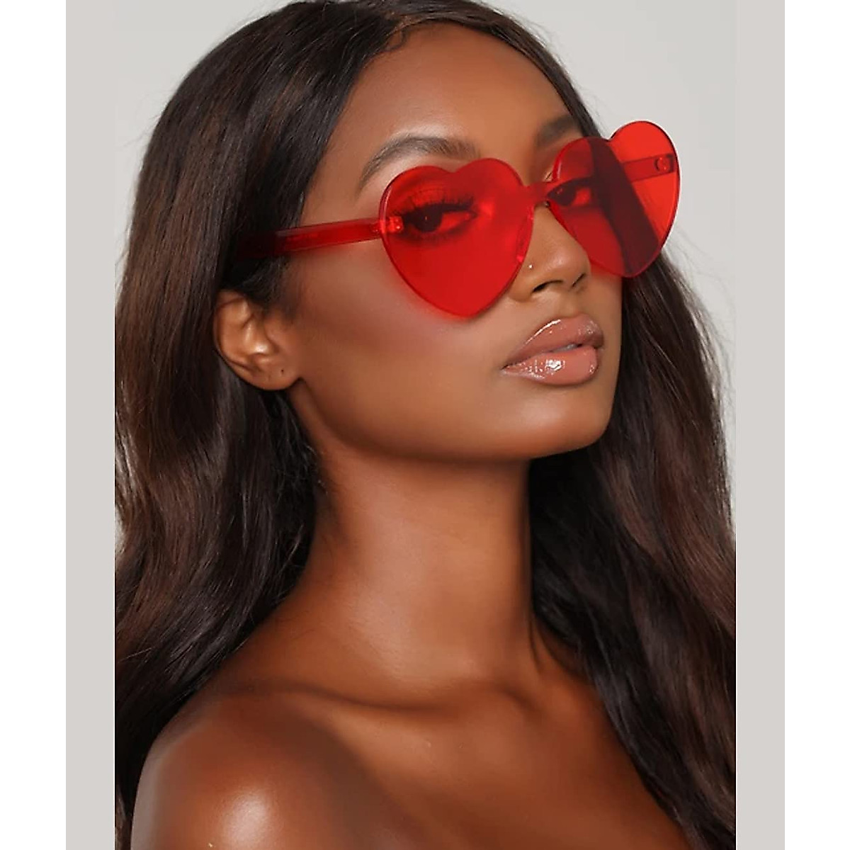 LIULIUBTY Heart Shaped Rimless Sunglasses, Bachelorette Party Cool Sunglasses 12 Pack, Colorful Plastic Funky Sunglasses Party Favors (Mixed Colors)