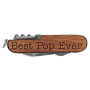 Personalized Gifts Pop Knife Best Pop Ever Laser Engraved Dark Wood 6 Function Multitool Pocket Knife