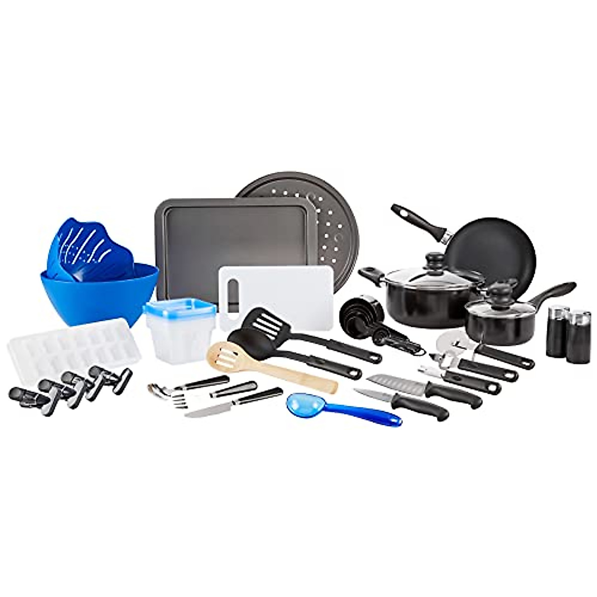 Gibson Home Back to Basics Nonstick Aluminum Cookware Set, 59-Piece, Black