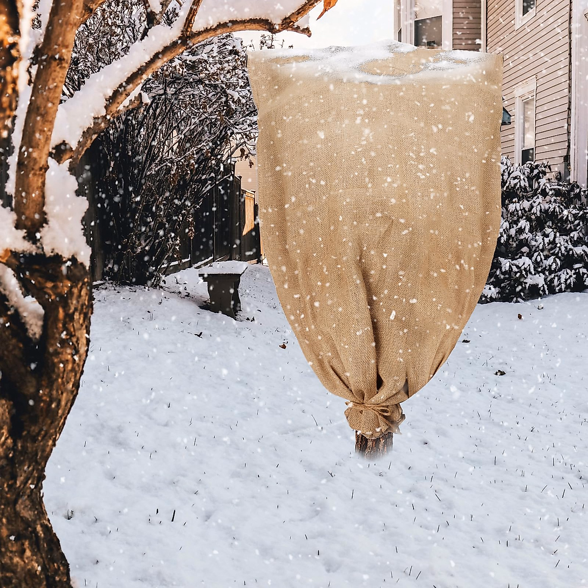 47.2''×70.8'' Plant Cover Drawstring Tree Cover,Burlap Winter Plant Cover Bag,Plant Covers Freeze Protection,Winter Freeze Plant Protection,Reusable Tree Jacket Frost Blanket for Outdoor Plants Potted
