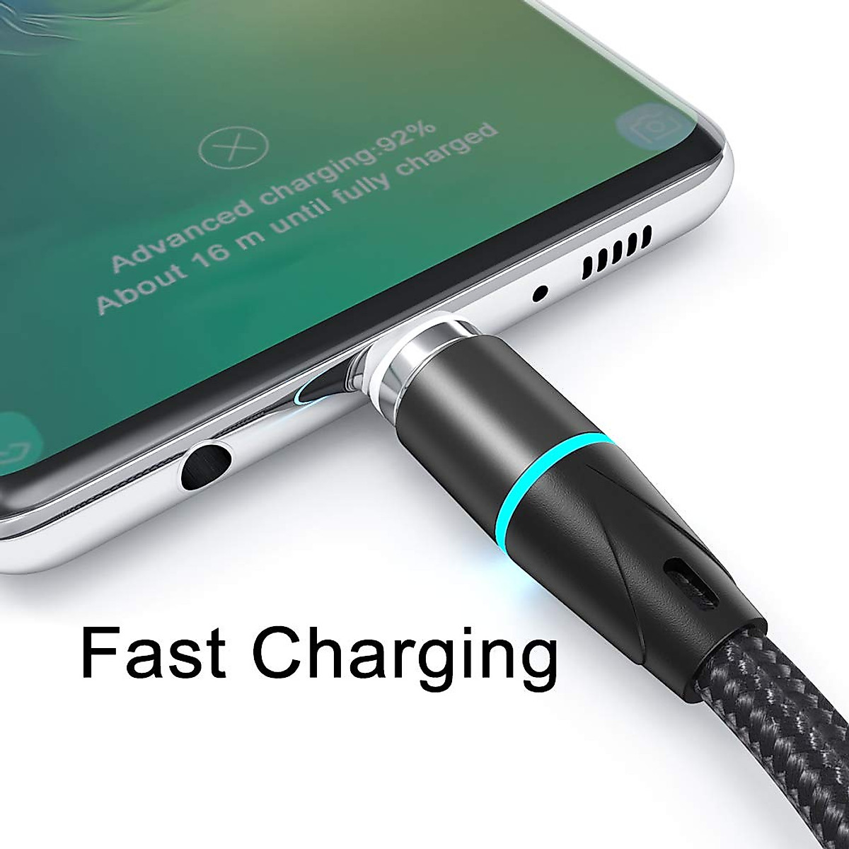 NetDotbasics Gen 12 3in1 Magnetic Fast Charging Cable & Data Sync Compatible Micro USB, USB-C and i-Devices (6.6ft/3 Pack Black)