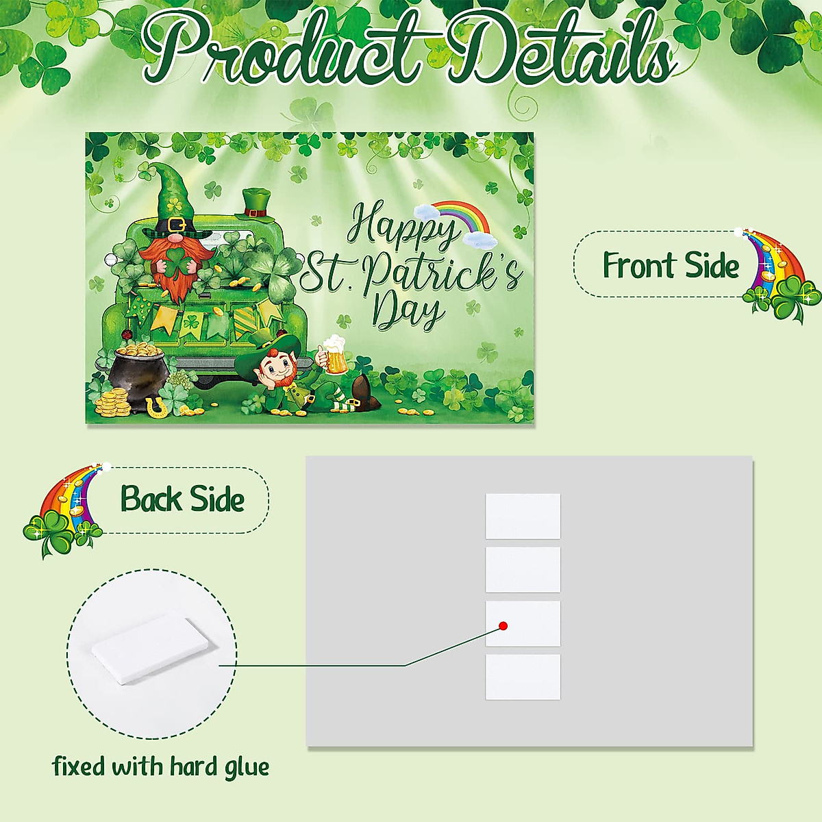 St. Patrick's Day Yard Sign Happy Saint Patty's Day Lawn Decorations 24.8 x 16 Inch Irish Leprechaun Shamrock Yard Sign Leprechaun Sat in the Irish Green Truck Outdoor Decor with Metal H stake