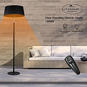 Paragon Outdoor Sol Electric Patio Heater, 1500W Indoor Outdoor Infrared Heat Lamp, Portable Heater, 3 Heat Settings, Black