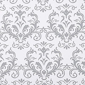 Duck Smooth Top Easy Liner Shelf Liner, Top Cabinet Multipack, 6-Rolls, Each 12" Width, 10' Length, Grey Damask