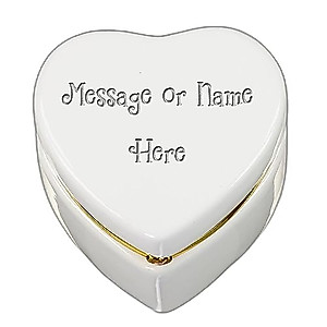 Personalized Jewelry Box - White Heart Trinket Box - Ceramic Jewelry Keepsake or Ring Organizer for Birthday or Wedding with Custom Name
