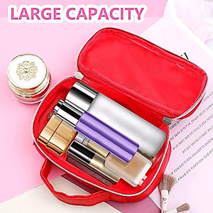 NGCJZF Kawaii Kitty Bag, Kitty Makeup Bag, Cute Cartoon Cosmetics Bag, Mini Travel Toiletry Bag, Waterproof Reusable Faux Leather Kitty Accessories for Women (Red)