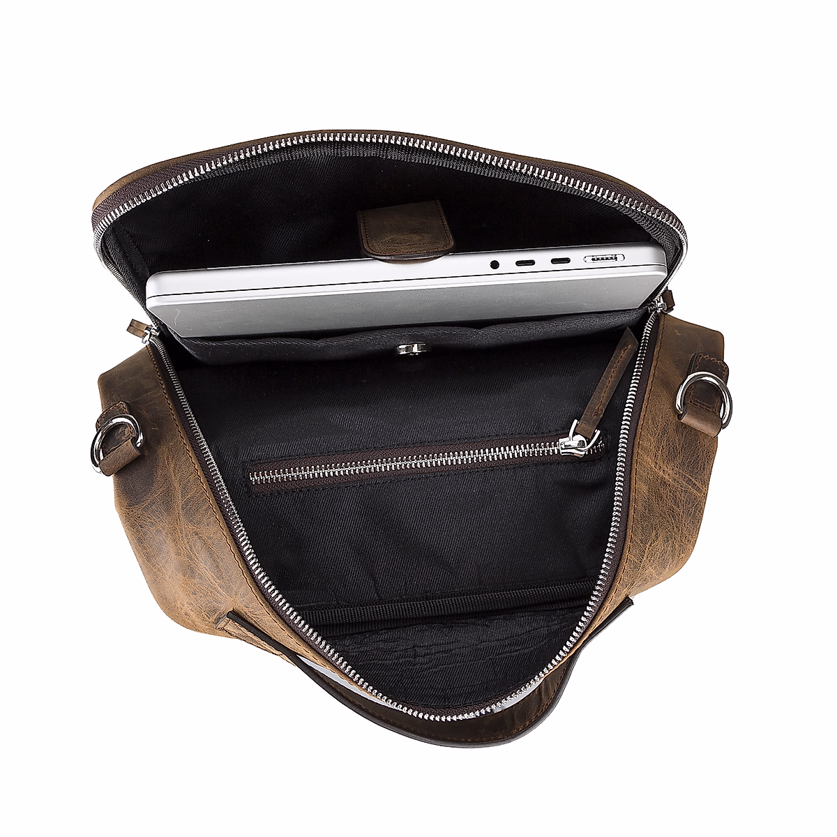 Bayelon Genuine Leather Backpack Vintage Laptop Bag for Women & Men, Travel Daypack, School Bag, Slim Business Bag (Dark Brown)