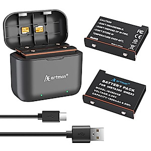 Artman X3 Battery Kit for Insta360, 2-Pack 1800mAh One X3 Battery and Dual USB Charger Compatible with Insta360 X3 Action Camera (Battery Charger Hub with 2 Batteries)