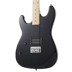 Davison Guitars Full Size Black Electric Guitar with Amp, Case and Accessories Pack Beginner Starter Package Left Right Handed