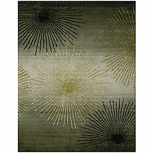SAFAVIEH Soho Collection Area Rug - 5' x 8', Green & Multi, Handmade Starburst Wool & Viscose, Ideal for High Traffic Areas in Living Room, Bedroom (SOH712G)