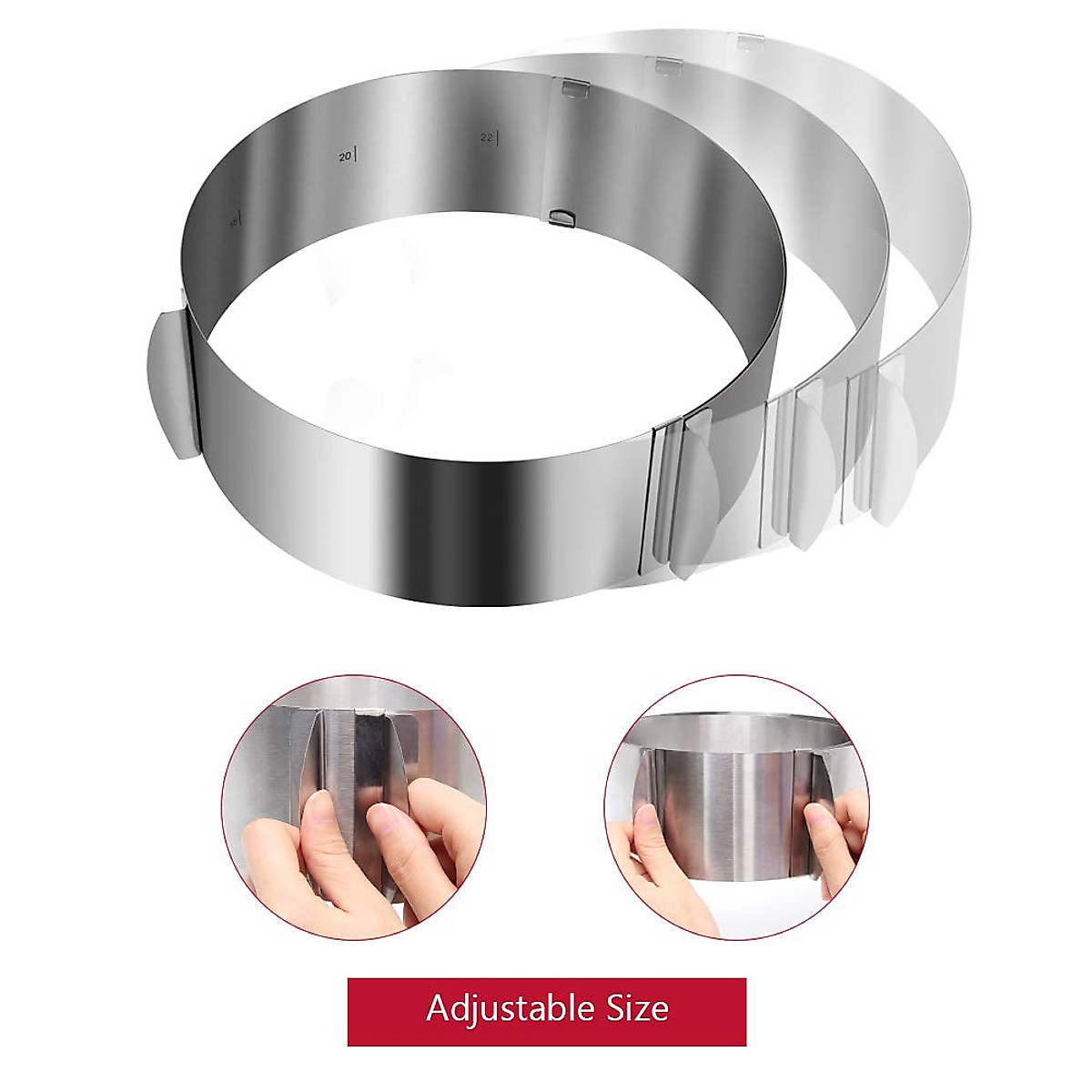 WIWAPLEX Cake Ring 6 to 12 Inch Adjustable Round Stainless Steel Cake Mousse Mould Ring Bakeware Tools Cake Decorating Mold Baking Ring