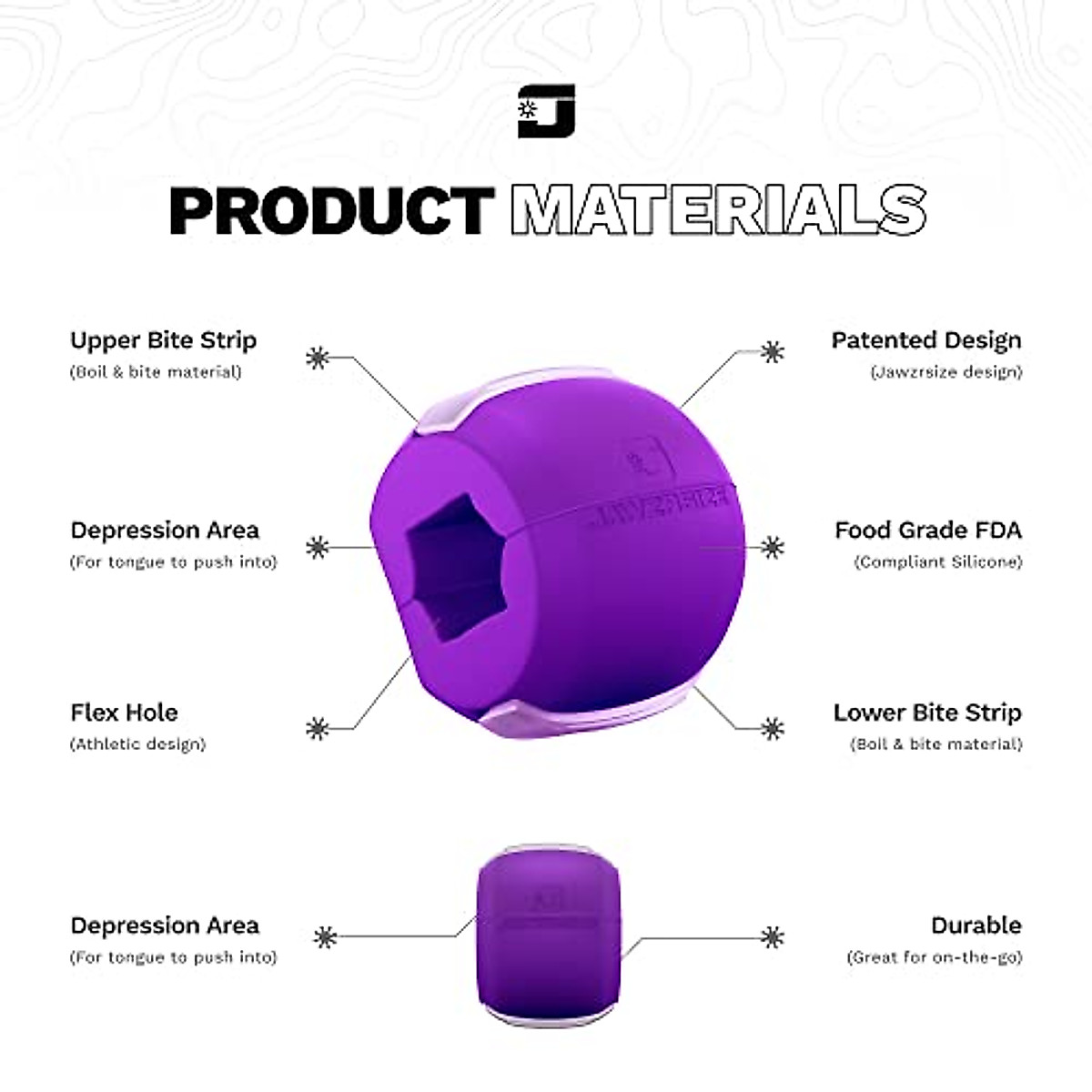 Jawzrsize Jaw, Face, and Neck Exerciser - Define Your Jawline, Slim and Tone Your Face, Look Younger and Healthier - Helps Reduce Stress and Cravings - Facial Exerciser (Advanced - Large, Purple)