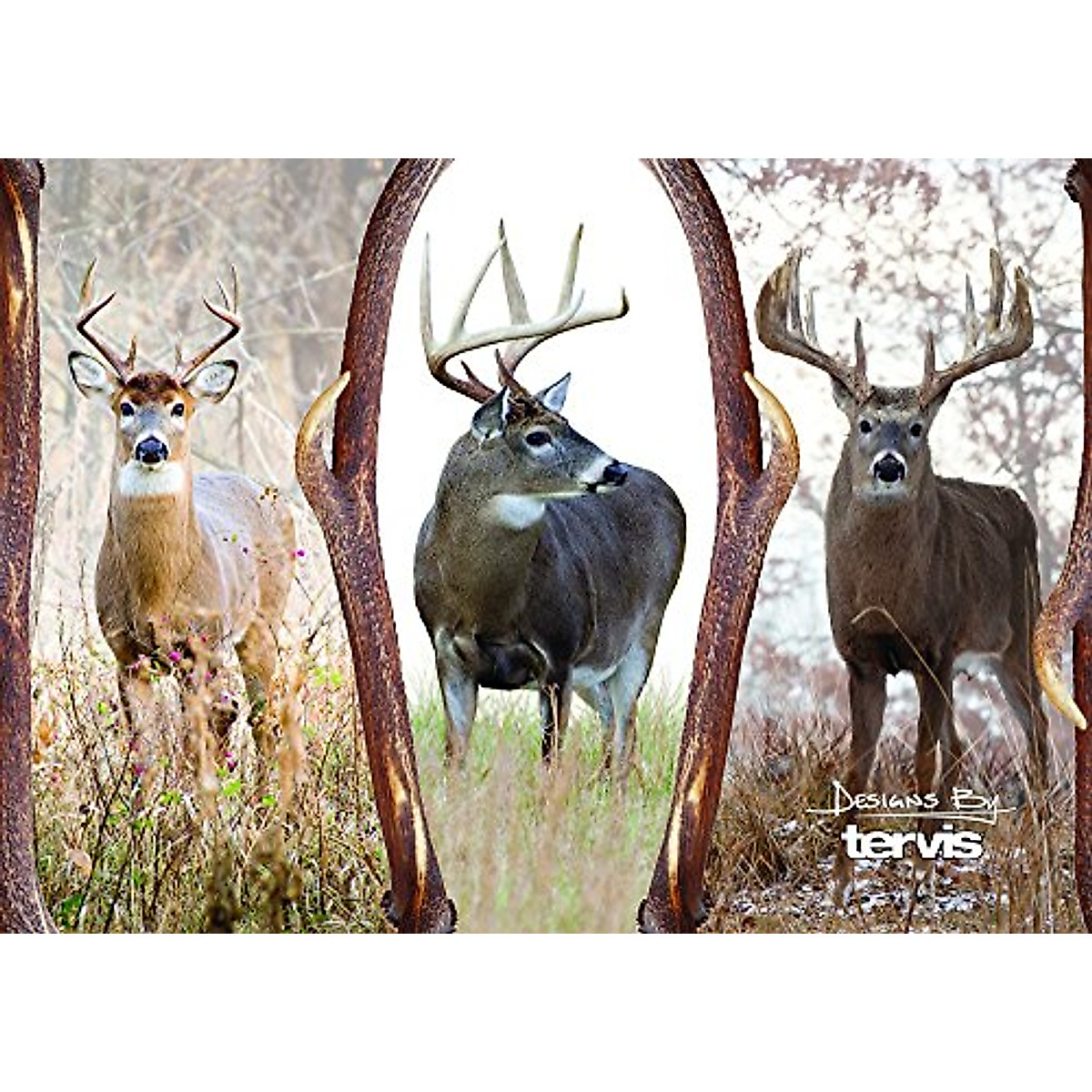 Tervis Deer Trio Stainless Steel Tumbler with Clear and Black Hammer Lid 30oz, Silver