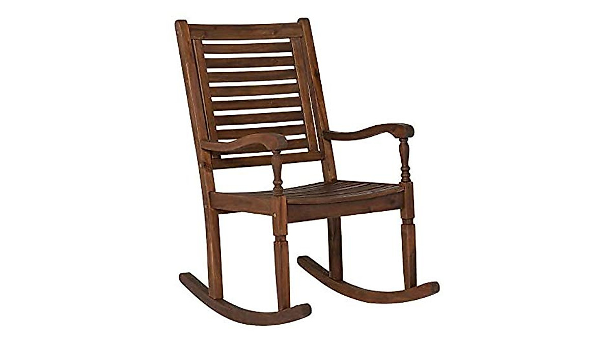 Relax in Style: Acacia Wood Patio Rocking Chair - Dark Brown