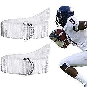 Seematn Web Football Belt 52 Inches Long Belt D Ring Belts for Men Women Youth Boys Kids Girls Football Flag (White,8 Pcs)