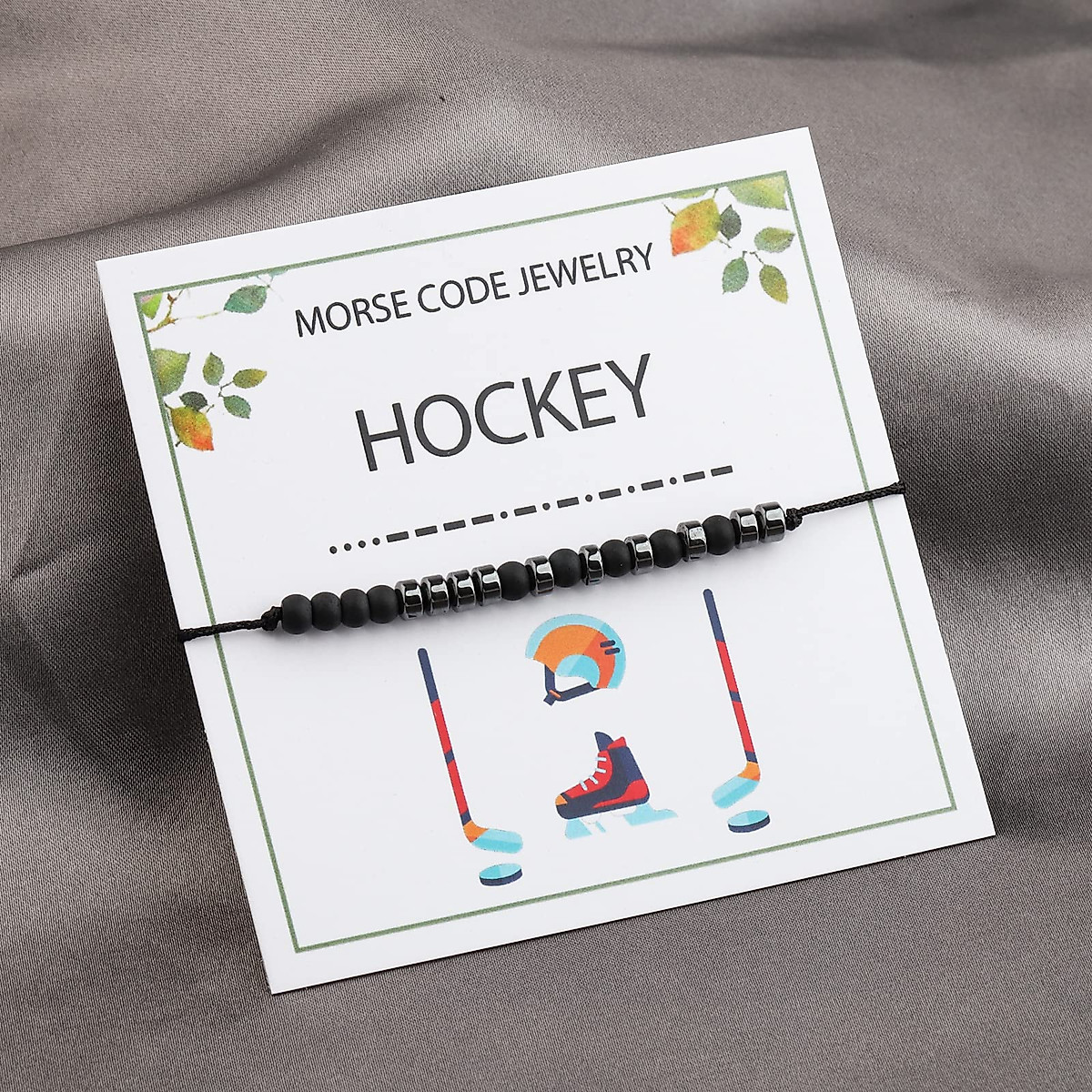 WSNANG Hockey Gift Hockey Morse Code Bracelet Hockey Sport Players Coaches Gifts Hockey Players Team Party Gift Hockey Lover Gift (Hockey MC Br)