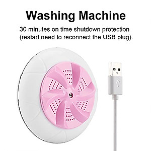 Weohoviy Mini Washing Machine, Portable Washing Machine with Ultrasonic and Turbine Rotates for Travel Business Trip Laundry Washer Cleaner Cleaning Tool(Pink)