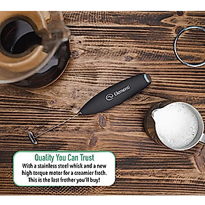 Elementi Milk Frother Wand - Electric Handheld Matcha Whisk (Black) - Coffee Hand Frother & Frappe Maker - Coffee Mixer - Electric Coffee Drink Stirrer - Handheld Frother Blender Stick & Mini Mixer
