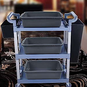 6 Pack 7 L Smal Plastic Bus Tub Restaurant Commercial Bus Tote Utility Box Plastic Dish Pans Wash Basin Tote Box, Grey (12"x 8.2"x 4.2")