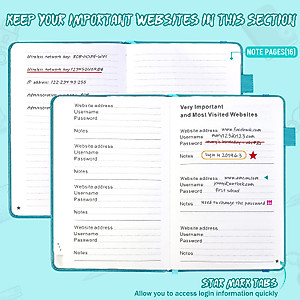 EPEWIZD Password Book with Alphabetical Tabs Hardcover Medium Size Password Book for Website Username Internet login Computer Address Password Organizer Keeper Logbook-Turquoise