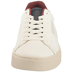 BOSS Men's Rhys Low Profile Cupsole Sneaker with Side Logo, Cloud White/Brown, 10