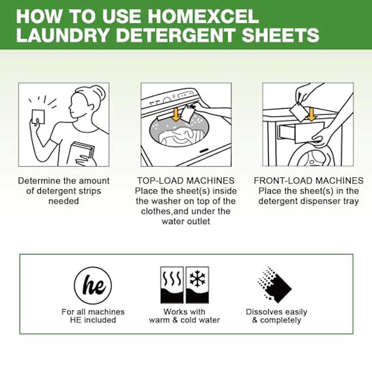 HOMEXCEL Laundry Detergent Sheets Fresh Scent Eco-Friendly, (60 Loads) 30 Washer Sheets, Plastic-Free Laundry Soap Sheets, Hypoallergenic Liquid Less Clear Strips for Travel, Home Clothes Washing