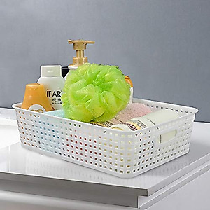 Sosody Plastic A4 Office Storage Baskets, Desk Tray Organizer, White, 5 Packs