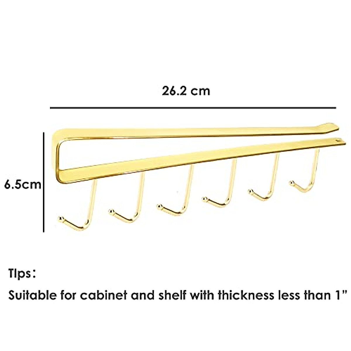2 Pcs Mug Kitchen Utensil Hanger Ties Belts and Scarf Hanging Hook Rack Under Cabinet Closet Without Drilling (Gold)