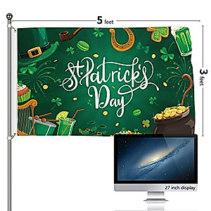 Probsin St Patricks Day Flags 3x5 Ft Double Printed Shamrocks Hat Gold Coins Backdrop Irish Holiday Decorations Ireland Party Supplies Wall Decor for Outdoor Indoor Garden Home House Garage Gift