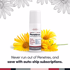 Penetrex Joint & Muscle Therapy - Soothing Gel for Back, Neck, Hands, Feet - Premium Whole Body Rub with Arnica, Vitamin B6 & MSM - 3oz Roll On Gel (3-Pack)
