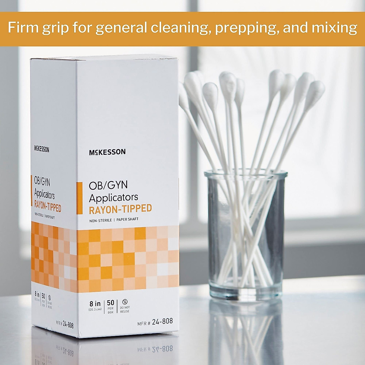 McKesson OB/GYN Applicators Rayon Tipped, Non-Sterile, 8 in, 50 Count, 1 Pack