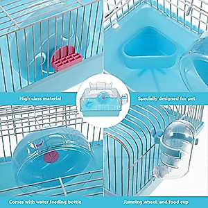 Balacoo Hamster Habitat Cage Small Animals Hideaway Hamster Exercise Wheel with Food Box Water Feeder Small Animal Cage Portable Pet Carrier for Outdoor Travel