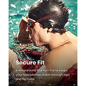 SHOKZ OpenSwim Swimming MP3 - Bone Conduction MP3 Waterproof Headphones for Swimming - Open-Ear Wireless Headphones, No Bluetooth, with Nose Clip and Earplug (Black)