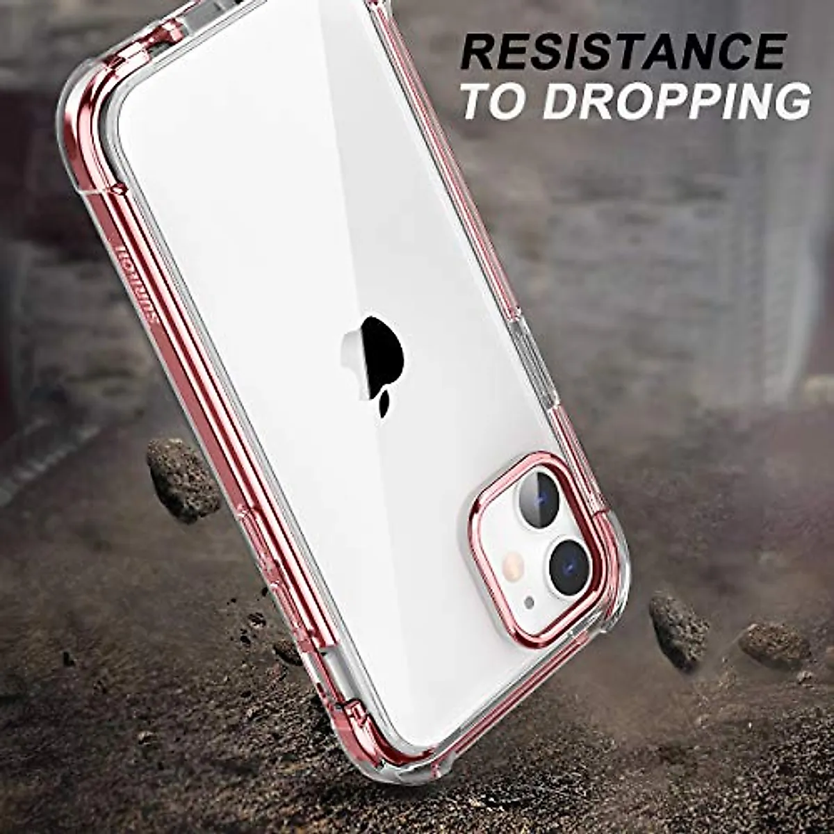 SURITCH Clear Case for iPhone 12 Mini (Only) 5.4-inch, [Built in Screen Protector] Full Body Protective Shockproof Bumper Rugged Phone Cover for iPhone 12 Mini -(Rose Gold)