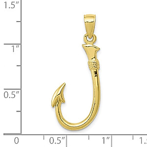Solid 10k Yellow Gold Fish Hook Pendant Charm